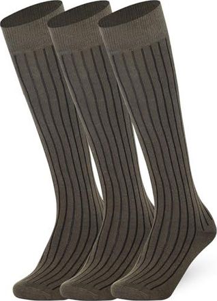 MySocks 3 paires de chaussettes hautes aux genoux côtelées Kaki