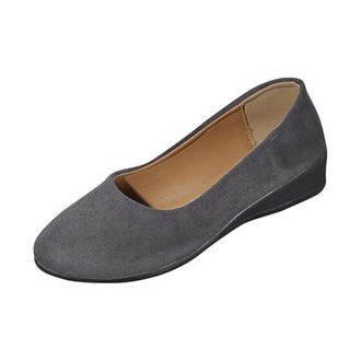 Generic Chaussures &agrave; enfiler d&eacute;contract&eacute;es &agrave; talon compens&eacute; pour femme - &Eacute;l&eacute;gantes et classiques - Couleur unie - Bout rond - L&eacute;g&egrave;res et confortables - Pour l