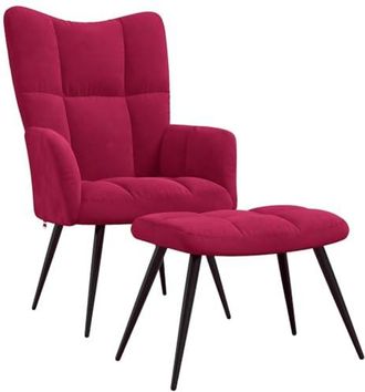 vidaXL Chaise de Relaxation avec Repose-Pied Fauteuil de D&eacute;tente Si&egrave;ge de Relaxation Chaise de D&eacute;tente Salon Salle de S&eacute;jour Rouge Bordeaux Velours