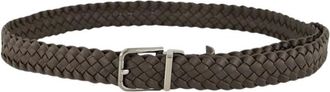 Dolce & Gabbana Homme, Accessoires, Brun, Taille: 110 CM Ceinture Tressée en Cuir de Chèvre