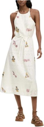 Desigual Femme, Robes, Blanc, Taille: 40 FR Robe Midi Dos Nu