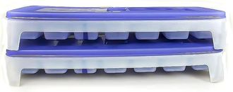 Tupperware Gefrier-Behälter (2) Eiswürfel-Behälter Eiswürfler + Deckel lila blau P 20006