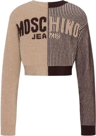 Moschino Femme, Pulls, Multicolore, Taille: 34 FR Pull ras du cou court en maille intarsia laine m&eacute;lang&eacute;e