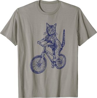 Seembo Katze Radfahren Fahrrad Lustig Biker Niedlich Tier Radfahren Fahrrad T-Shirt