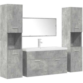 vidaXL Ensemble de meubles de salle de bain 5 pcs gris b&eacute;ton vidaXL