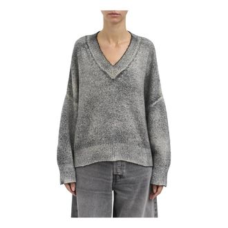 Avant Toi Oversized V-Ausschnitt-Pullover aus Baumwolle - - Knitwear - Damen - Grau - M