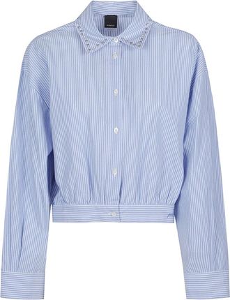 Pinko Pinko, Femme, Blouses et Chemises, Bleu, Taille: 38 FR Charita Shirt