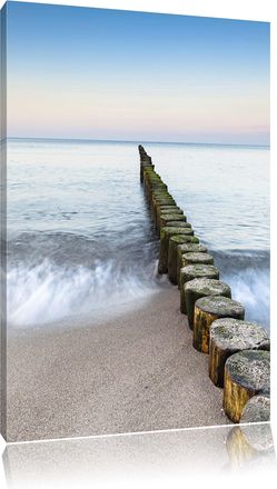 Pixxprint Wellenbrecher im Meer, Größe: 120x80cm, Leinwandbild, fertig gespannt, Wandbild, Dekoration, Kunstdruck, kein Poster