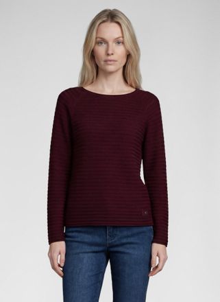 Rabe Strickpullover RABE, Damen, Gr. 40, rot (merlot), Strick, Obermaterial: 60% Baumwolle, 40% Polyacryl, unifarben, tailliert h&uuml;ftbedeckend, Rundhals, Ro