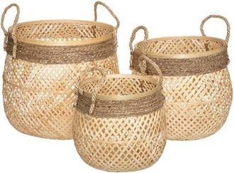 Atmosphera Atmosphera - Set aus 3 Körben mit durchbrochenen Henkeln Corde - Bambus - natur - Beige