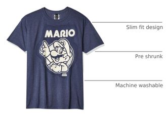 Nintendo Herren So Mario T-Shirt, Marineblau, meliert, Mittel