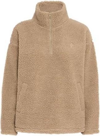 Oxmo OXTolirone Pull en peluche pour femme avec col Troyer et poches lat&eacute;rales Coupe ample, Dune (171009), L