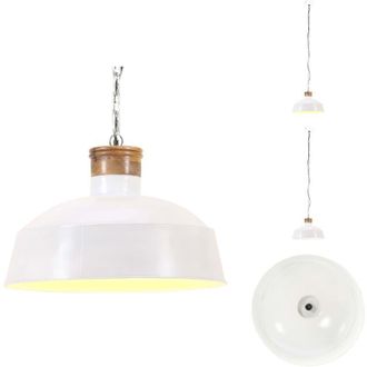 vidaXL H&auml;ngelampe Industriestil 58 cm Wei&szlig; E27 - Industrielle H&auml;ngelampe - Pendelleuchte - Wohnraumlampe - K&uuml;chenlampe - Esstischleuchte