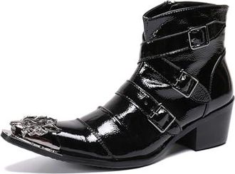 Generic Bottines Chelsea décontractées pour homme - Bout en métal - Boucle à fermeture éclair - Deux tons - Mode cowboy disco - Pour salle de bal, mariage, No