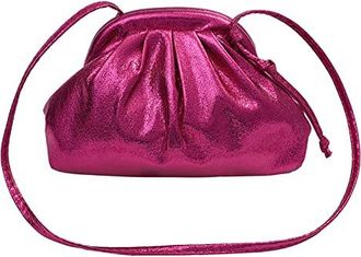 Generic Sac à bandoulière pour femme - Pochette dembrayage - Grande capacité - Sac plissé à épaule unique - Porte-documents en cuir pour femme, rose vif, Tail