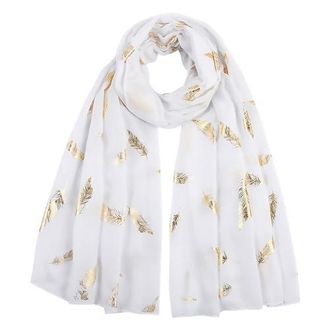 Generic Foulard pour femme, cadeau Foulard Ch&acirc;le Doux l&eacute;ger Foulard imprim&eacute; fleurs Ch&acirc;le &agrave; enrouler autour du cou Ch&acirc;le cadeau Ch&acirc;le Pan Foulard, blanc, taill