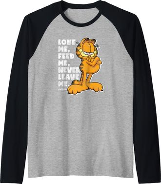 Garfield Love Me Feed Me Never Leave Me Funny Cat Cartoon Raglan