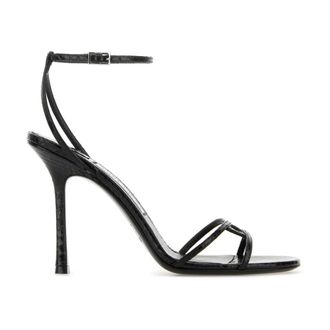 Jimmy Choo London Femme, Chaussures, Noir, Taille: 37 EU Sandales Leo en cuir noir
