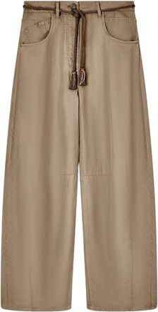 Giorgio Armani Femme, Pantalons, Vert, Taille: 40 FR Pantalon en Cupro et Lin avec Ceinture