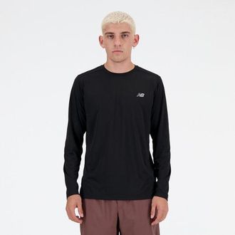 New Balance Herren Sport Essential Long Sleeve in Schwarz/Grau, Polywoven, Gr&ouml;&szlig;e M