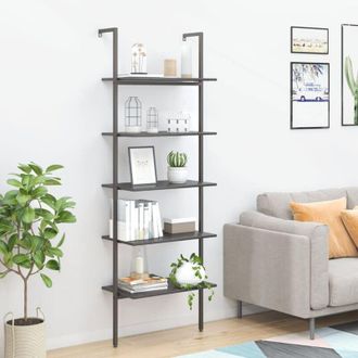 vidaXL Leiterregal mit 5 B&ouml;den Schwarz 64x35x185 cm - Vidaxl