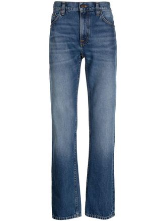 Nudie Jeans jean droit &agrave; taille mi-haute - Bleu