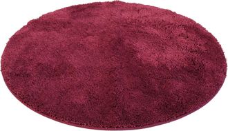 Kinzler J-10001/13 hochwertige Mikrofaser Badematte Uni, 90 cm, rund, flusenfrei, pflegeleicht, Bordeaux