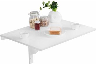 Costway Costway - Table de Cuisine Pliante Rabattable Bureau Murale Mural Meuble de Cuisine en Bois pour Salle &agrave; Manger Chambre, Salon Blanc