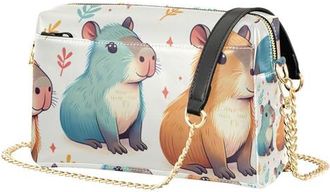 Mnsruu Capybara Sac à bandoulière en cuir à motif sans couture pour femme