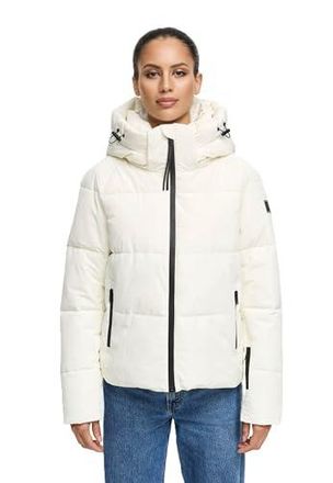 Navahoo Veste dhiver pour femme (XS-XXL) - Matelass&eacute;e, capuche amovible, 5 poches - N067, blanc cass&eacute;, S