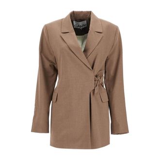 Ganni Femme, Vestes, Brun, Taille: 40 FR Wrap Blazer