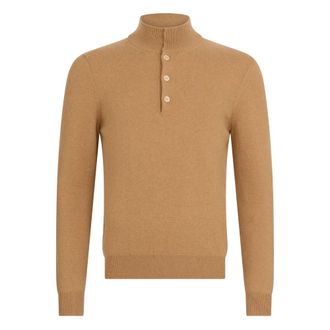 Malo Rollkragenpullover mit Kn&ouml;pfen - - Knitwear - Herren - Beige - L