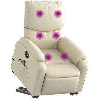 vidaXL Massagesessel mit Aufstehhilfe Elektrisch Creme Kunstleder vidaXL