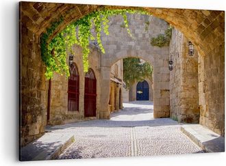 Arttor Bilder auf Leinwand 100x70cm Leinwandbild Straße Geschichte Architektur Denkmal Groß Wanddeko Bild Schlafzimmer Deko Wandbilder Dekoration Wohnzimmer 