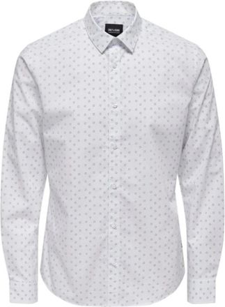 Only & Sons Ditsy Poplin Slim Fit Hemd - - Shirts - Herren - Wei&szlig; - 2XL