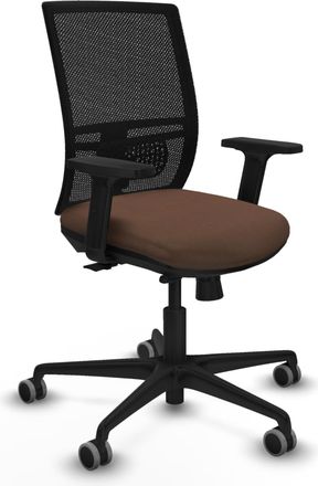 Piqueras y Crespo B&uuml;rostuhl mit 2D-Armlehnen, ausgestattet mit Syncro/Traslack und Schneideschaum, mit Rollen 65 mm, Parkett, Schwarz/Dunkelbraun