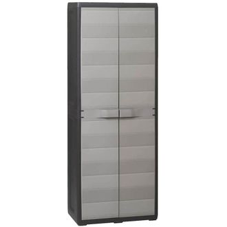 vidaXL Gartenschrank mit 3 B&ouml;den Schwarz und Grau vidaXL