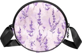 Generic Circle Petit sac &agrave; bandouli&egrave;re pour femme, violet lavande avec fermeture &eacute;clair, bretelles r&eacute;glables, sac &agrave; main rond d&eacute;contract&eacute; pour femmes et fille