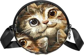 Generic Petit sac &agrave; bandouli&egrave;re rond pour femme, petit sac &agrave; bandouli&egrave;re avec fermeture &eacute;clair et bretelles r&eacute;glables style d&eacute;contract&eacute; pour femmes et filles