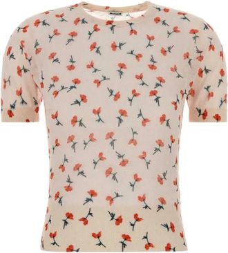 Jil Sander Femme, Pulls, Multicolore, Taille: 42 FR T-shirt Imprim&eacute; en M&eacute;lange de Coton