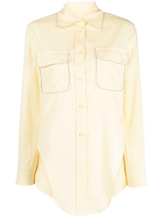 Forte Couture chemise en lin m&eacute;lang&eacute; &agrave; ornements en cristal - Jaune