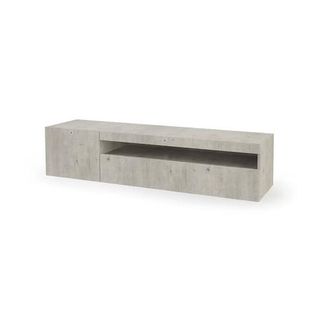 Dmora TV-Schrank Roberto, niedriges Wohnzimmer-Sideboard mit 2 Türen, Fernsehständer-Basis, 100 % Made in Italy, 150 x 40 x 37 cm, Zement, mit LED-Licht