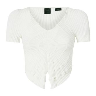 Pinko Wei&szlig;es Sunray Cropped Sweatshirt - - Knitwear - Damen - Wei&szlig; - XS