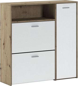 Dmora Dmora - Eingangsmöbel Scultore, Moderner Eingang, Wandgarderobe, Multifunktions-Aufbewahrungskonsole, 92x27h94 cm, Eiche und Weiß