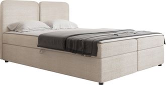 Mirjan24 Boxspringbett Buxilt I mit 2 Bettkasten, Bonell-Matratze H3 und Topper, Polsterbett, Amerikanisches Bett, Ehebett, gepolstertes Kopfteil (Taro 05, 160