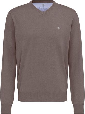 Fynch-Hatton Pullover aus Baumwolle mit V-Ausschnitt Earth / 3XL