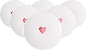 Villeroy & Boch With Love Fr&uuml;hst&uuml;cksteller Sending Love 6er Set, 21x21x2,5 cm, Kleiner Teller f&uuml;r Kuchen, Salat und Desserts, Premium Porzellan, Sp&uuml;lmaschinen- & Mikr