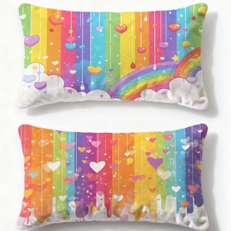 Generic Farbe Kissenbezug Regenbogen Kissen 30x50cm Samt Sofakissen 2er Set,2025 Neu Rechteck Beidseitiger Druck Kissenh&uuml;lle f&uuml;r Winter Herbstdeko Auto Wohnzi