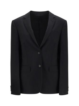 Fendi Womens Kid Mohair Single-Breasted Blazer Black Jacket