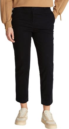 Tommy Hilfiger Damen Chino Hose Stretch Slim Kn&ouml;chelfrei, Schwarz (Black), 36